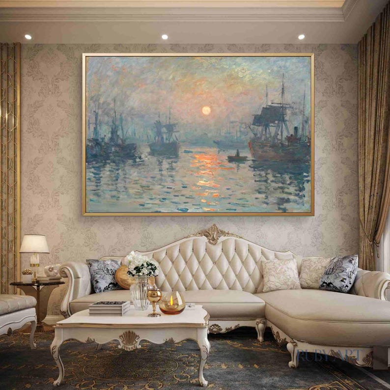 Impressionist Harbor Sunset Oil Painting | Coastal Seascape Art - Etsy ...