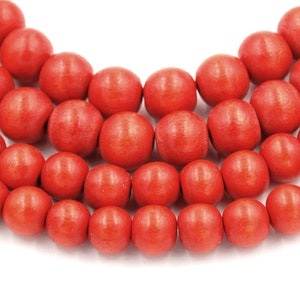 Flame Red Beads 6mm 8mm 10mm Boho Yellow Wood Beads -16 Inch Strand - Etsy