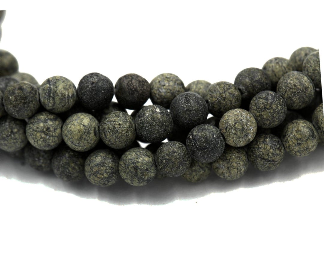 Natural Serpentine/green Lace Stone Beads Strands, Round, 8mm -full ...