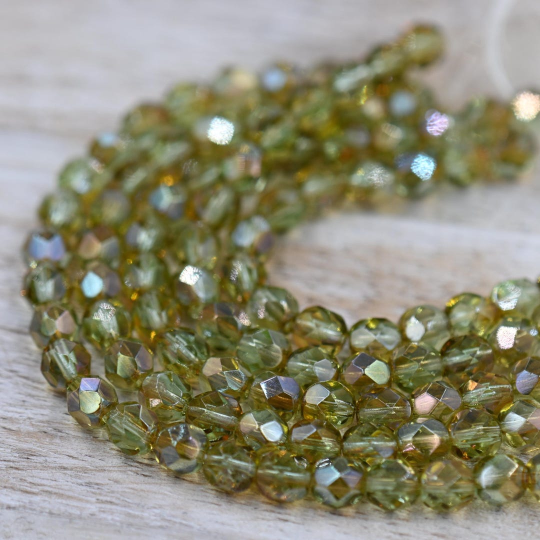 25/pc Chrysolite Celsius Czech 6mm Fire-polished Faceted Round Beads - Etsy