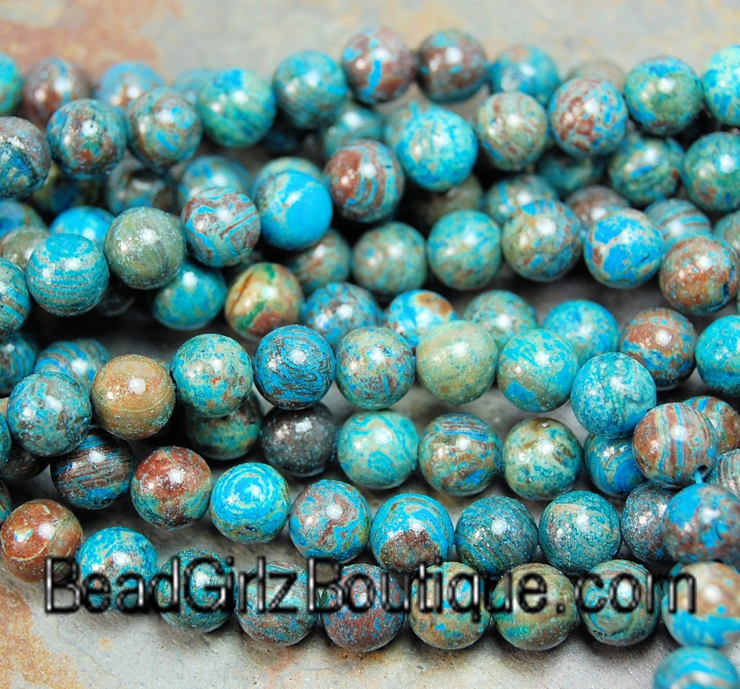 Imperial turquoise Jasper 4mm, 6mm, 8mm, 10mm, 12mm 15.5 Inch Strand - Etsy