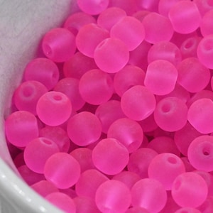 Hot Pink Frosted Matte Glass Round Druk 6mm 8mm Beads - Etsy