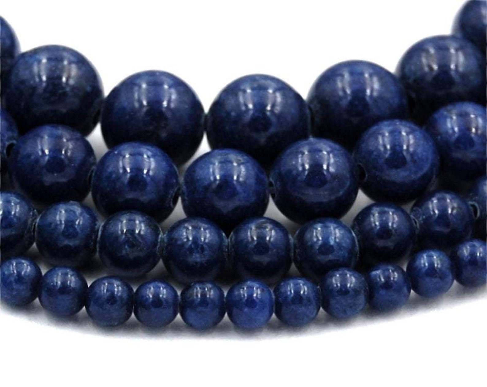 Jade bleu foncé 4mm 6mm 8mm 10mm 12mm Perles rondes de | Etsy