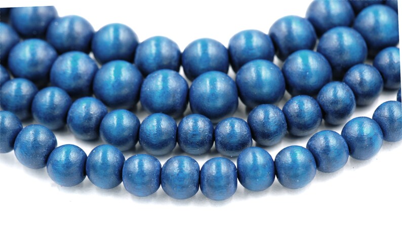 Blueberry Blue Beads 6mm 8mm 10mm Wood Beads 16 Inch Strand - Etsy