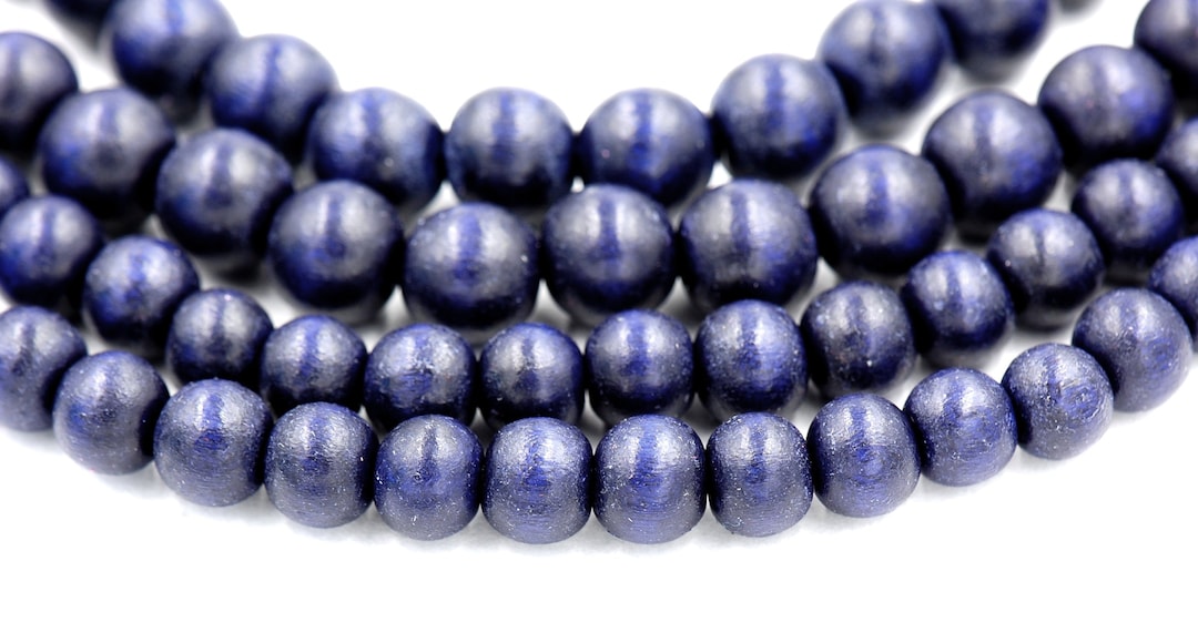 Midnight Navy Blue Beads 6mm 8mm 10mm Wood Beads -16 Inch Strand - Etsy