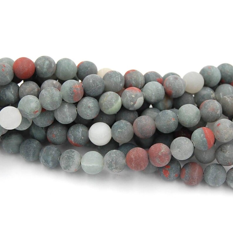 Matte African Bloodstone Jasper 4mm, 6mm, 8mm, 10mm, 12mm Round Beads ...