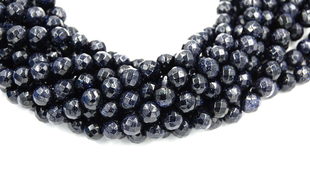 8mm Faceted Blue Goldstone 15.5 Inch Strand - Etsy