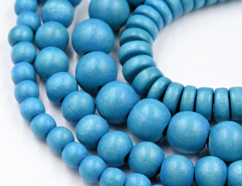 Macaw Blue Beads 6mm 8mm 10mm 12mm Round or 8x5mm Rondelle Wood Beads ...