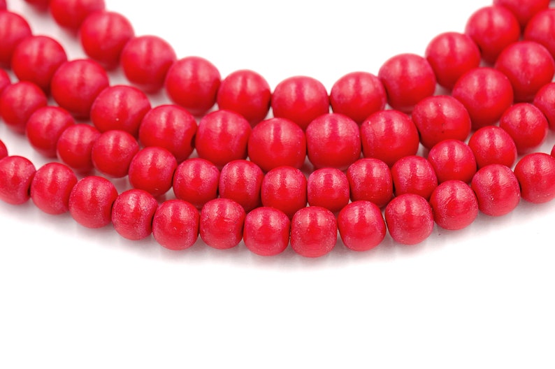 Ruby Red Beads 8mm 10mm 12mm 15mm Red Wood Beads 16 Inch - Etsy