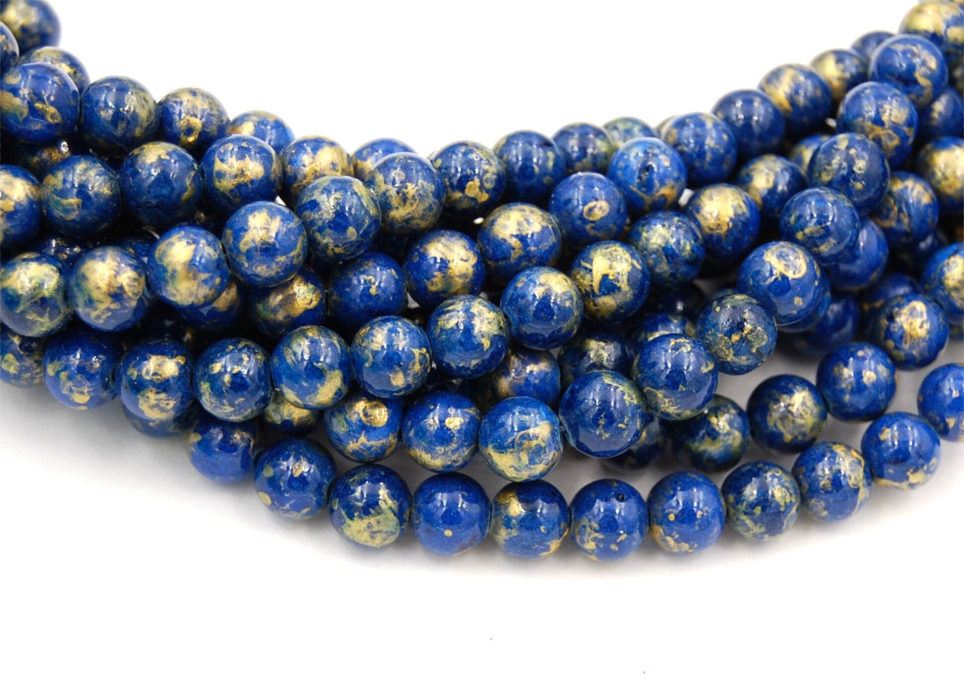 Galaxy Blue Gold Dust Jade 4mm 6mm 8mm 10mm 12mm Beads - Etsy