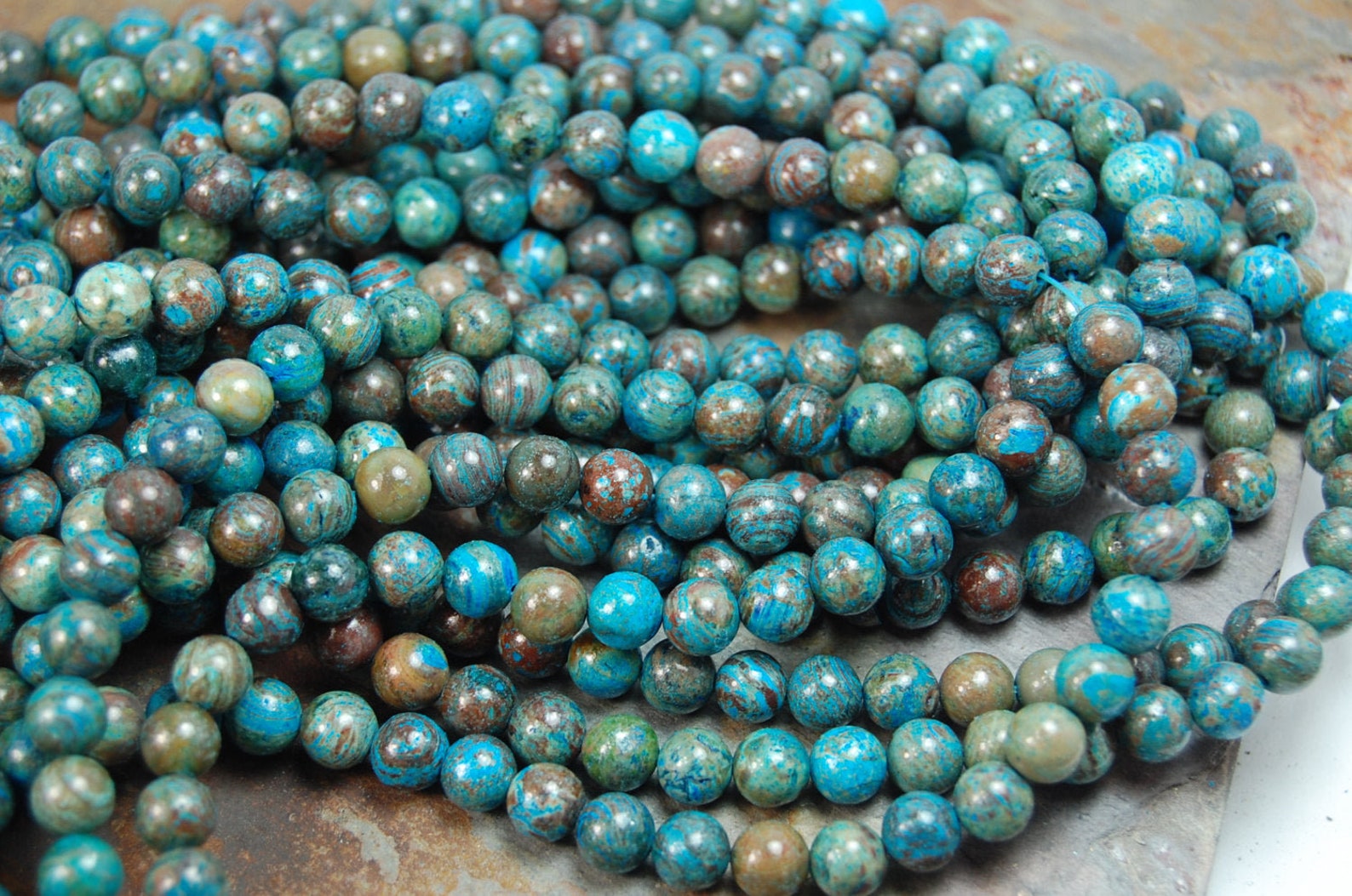 Imperial turquoise Jasper 4mm, 6mm, 8mm, 10mm, 12mm 15.5 Inch Strand - Etsy