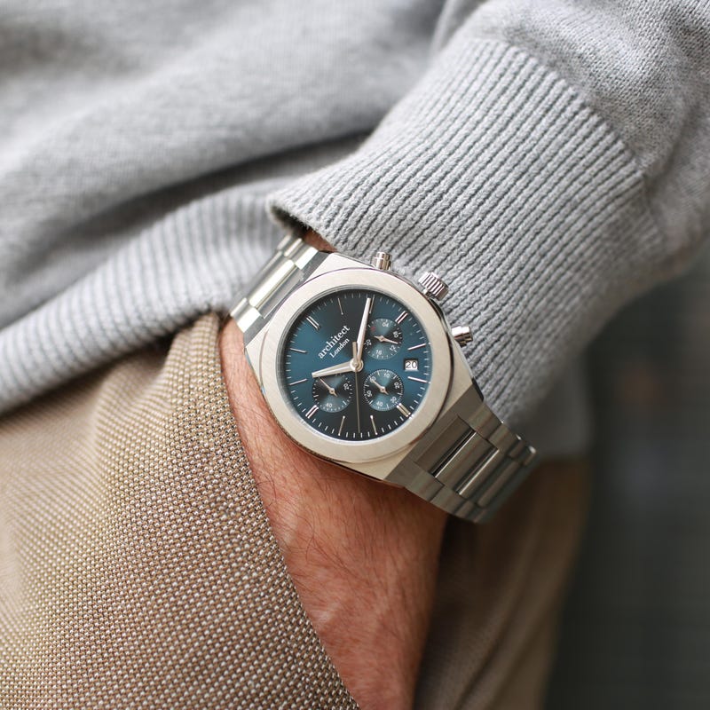 Blue Chronograph Watch - Etsy Norway