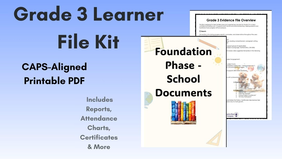 Grade 3 File Organizer | Homeschool & Foundation Phase Record Kit - Etsy