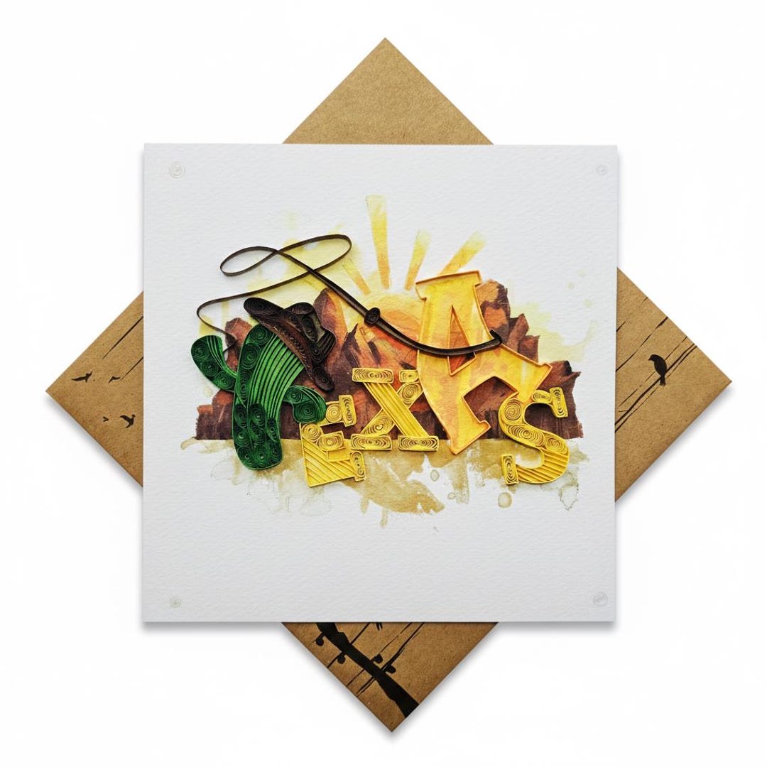 Handmade 3D Quilling Art: Texas Cowboy Cactus Greeting Card - Etsy