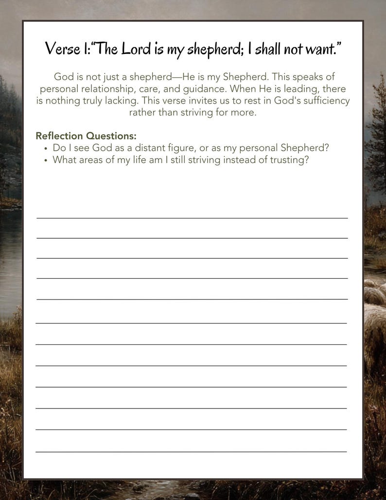 Psalm 23 Bible Study: Faith-based Lesson With Journal Prompts (digital ...