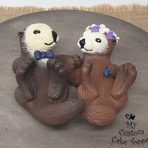 Otters Wedding Cake Topper - Realistic Floating Cuddling Sea Otter ...