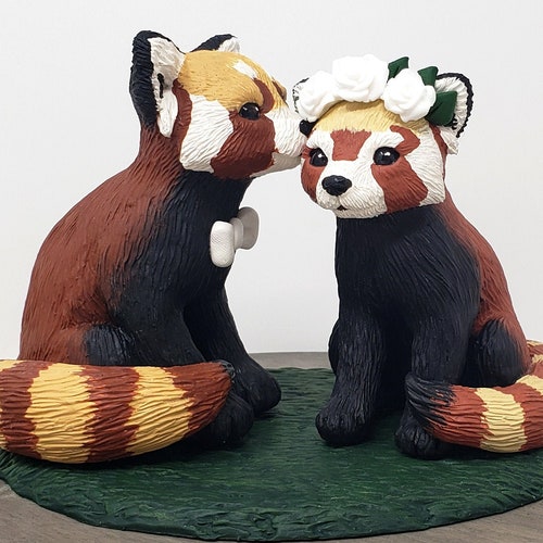 Red Panda and Sea Otter Wedding Cake Topper Animal Wedding | Etsy