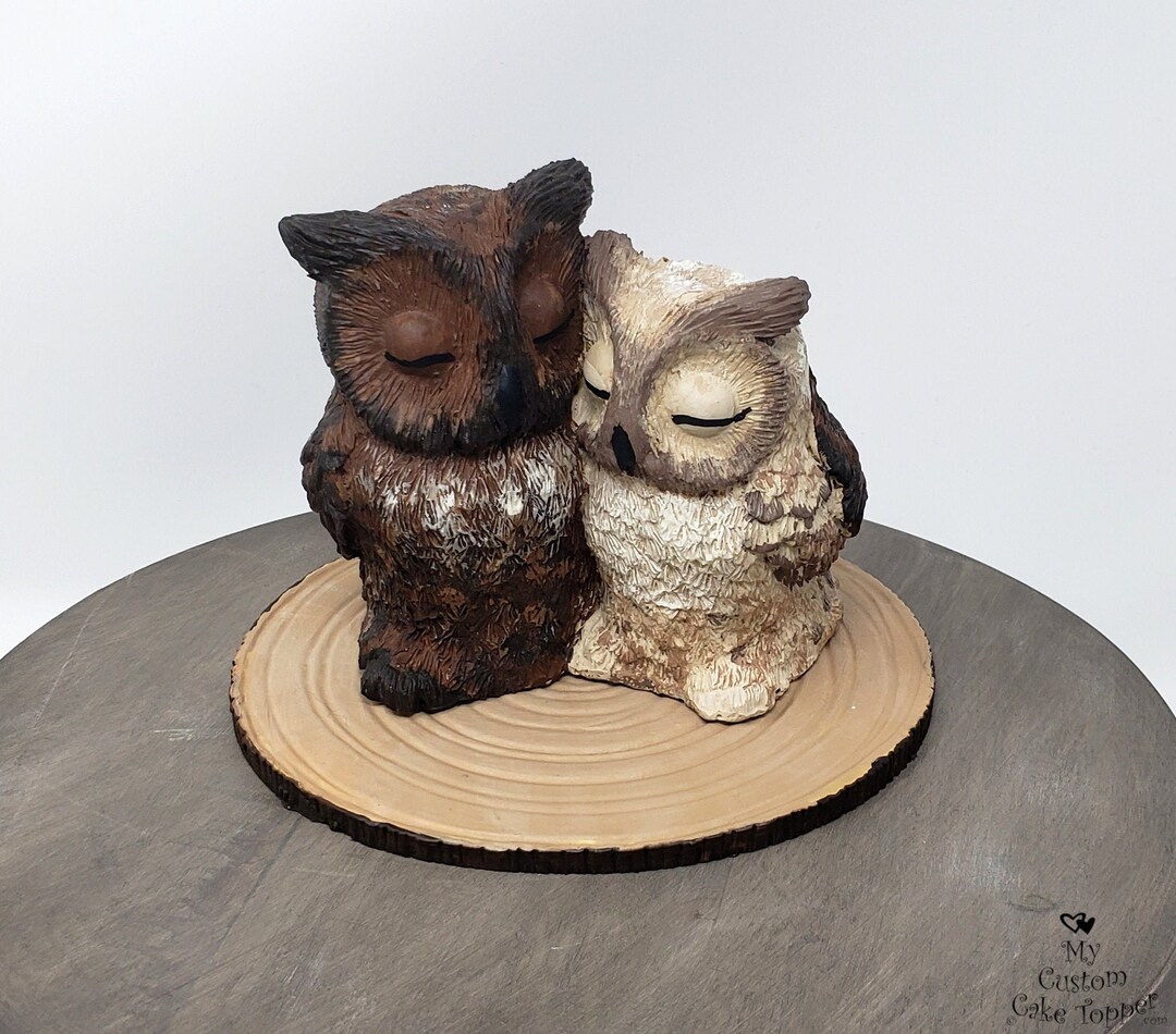 Owl Cake Topper - Realistic Great Horned Owls Bird of Prey Wedding ...