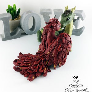Dragon and Phoenix Wedding Cake Topper - Mythical Creatures Sculpture ...