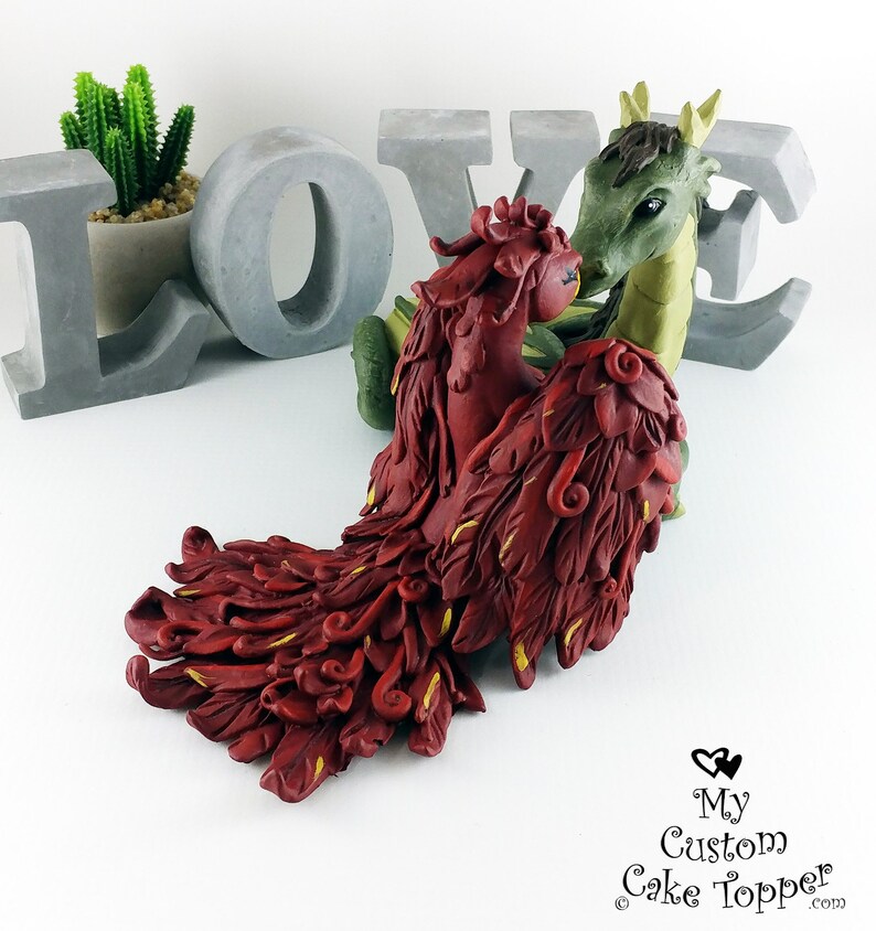 Dragon and Phoenix Wedding Cake Topper Mythical creatures | Etsy
