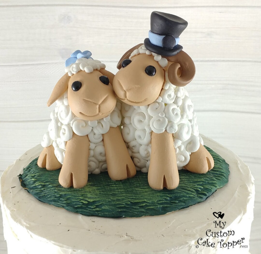 Sheep Wedding Cake Topper - Choose Your Accessories and Colors - Etsy