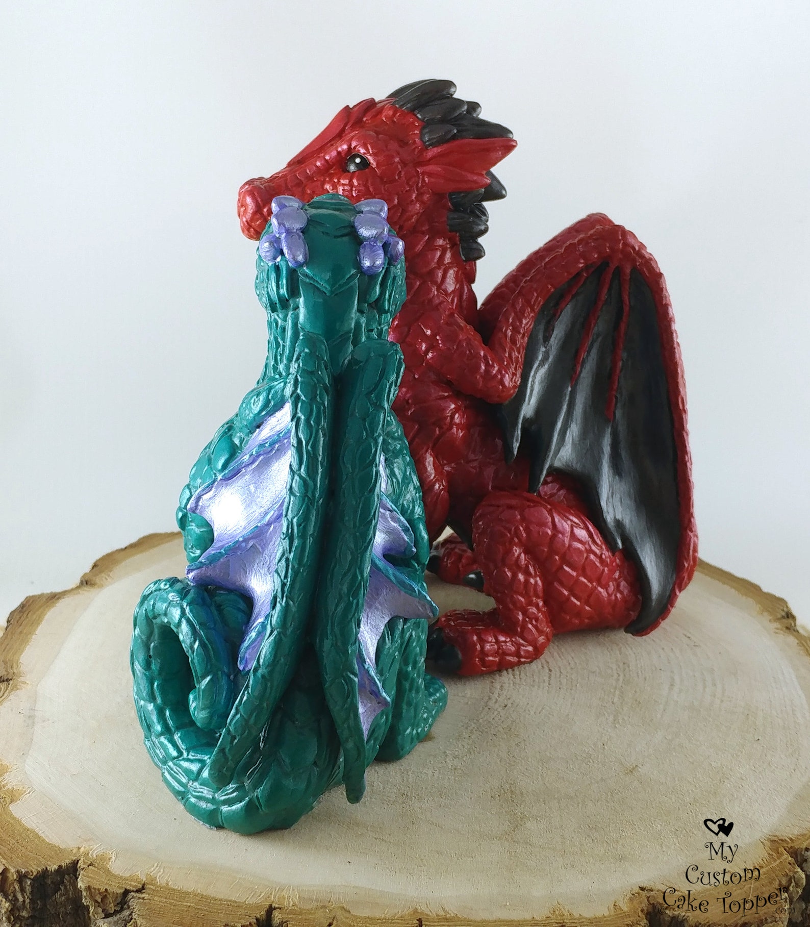 Cuddling Dragons Wedding Cake Topper - Realistic Dragon Bride and Groom ...