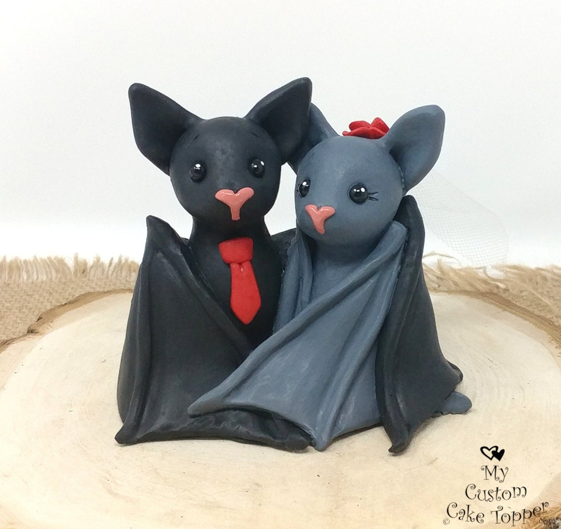 Bat Cake Topper Themed Wedding Figurine Black Bats Sculpture | Etsy