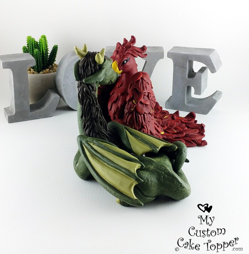 Dragon and Phoenix Wedding Cake Topper Mythical creatures | Etsy