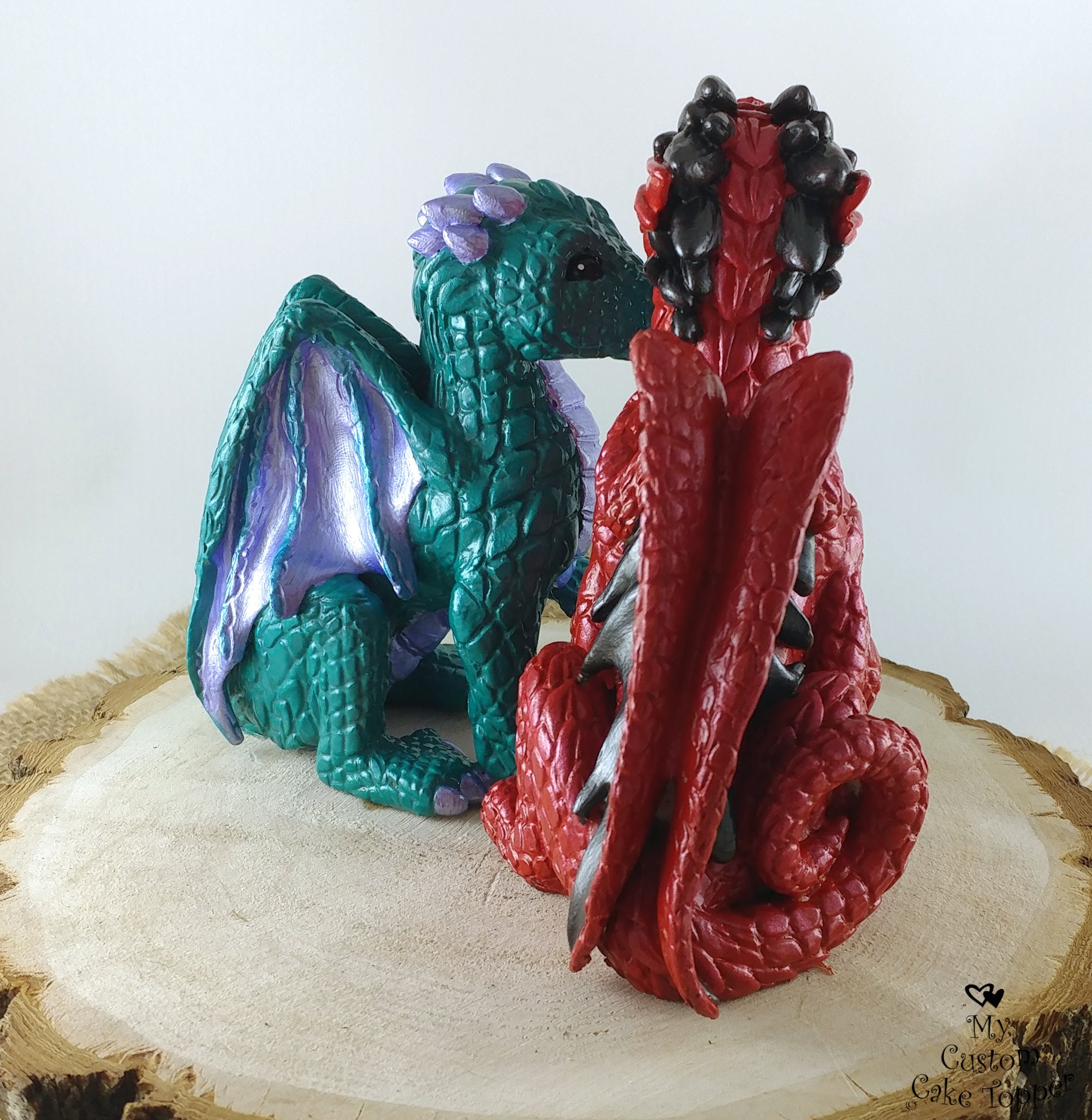 Cuddling Dragons Wedding Cake Topper - Realistic Dragon Bride and Groom ...