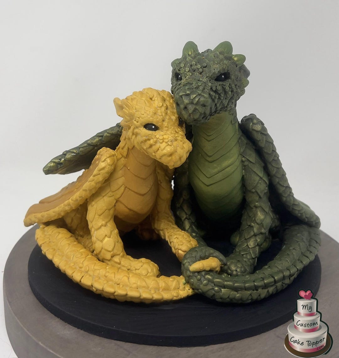 Cuddling Dragons Wedding Cake Topper - Realistic Dragon Bride and Groom ...