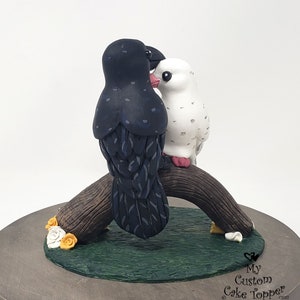 Dove and Raven Cake Topper - Love Birds Wedding Figurine - Cuddling ...