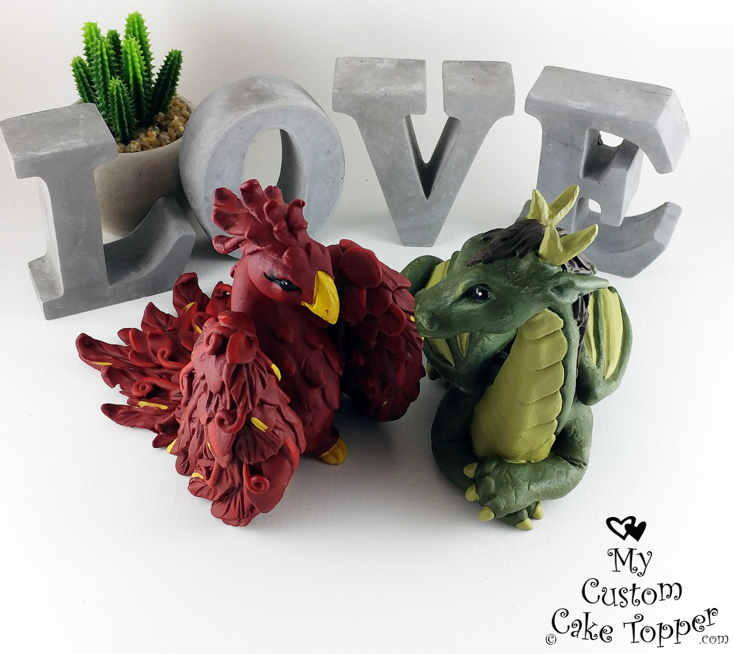 Dragon and Phoenix Wedding Cake Topper Mythical Creatures | Etsy