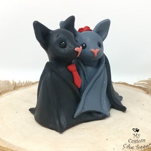 Bat Cake Topper Themed Wedding Figurine - Black Bats Sculpture ...