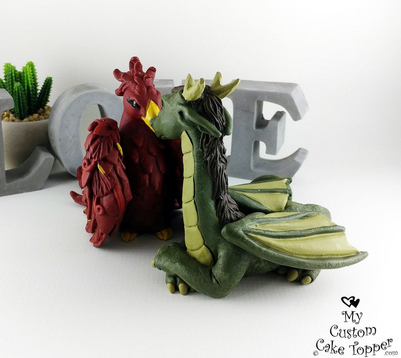 Dragon and Phoenix Wedding Cake Topper Mythical creatures | Etsy