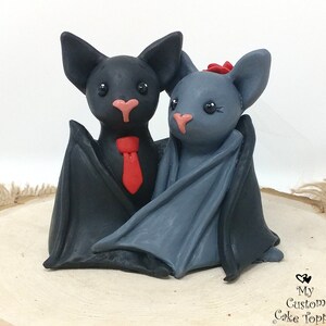 Bat Cake Topper Themed Wedding Figurine - Black Bats Sculpture ...