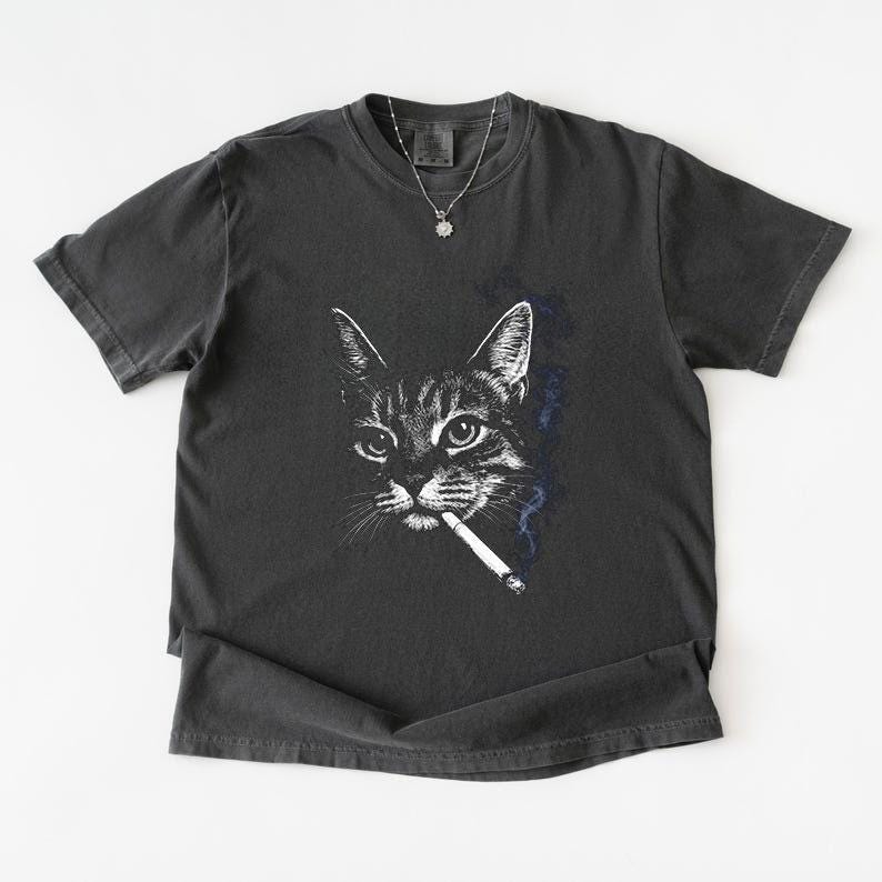 Funny Smoking Cat Cigarette Kitty Gen Z Meme Cat Lover PNG Digital ...