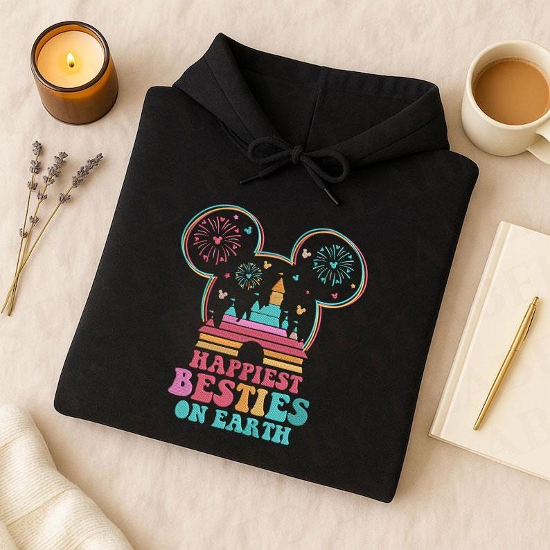 Happiest Besties on Earth Machine Embroidery File, Magic Kingdom Design ...