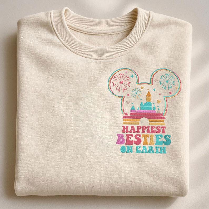 Happiest Besties on Earth Machine Embroidery File, Magic Kingdom Design ...