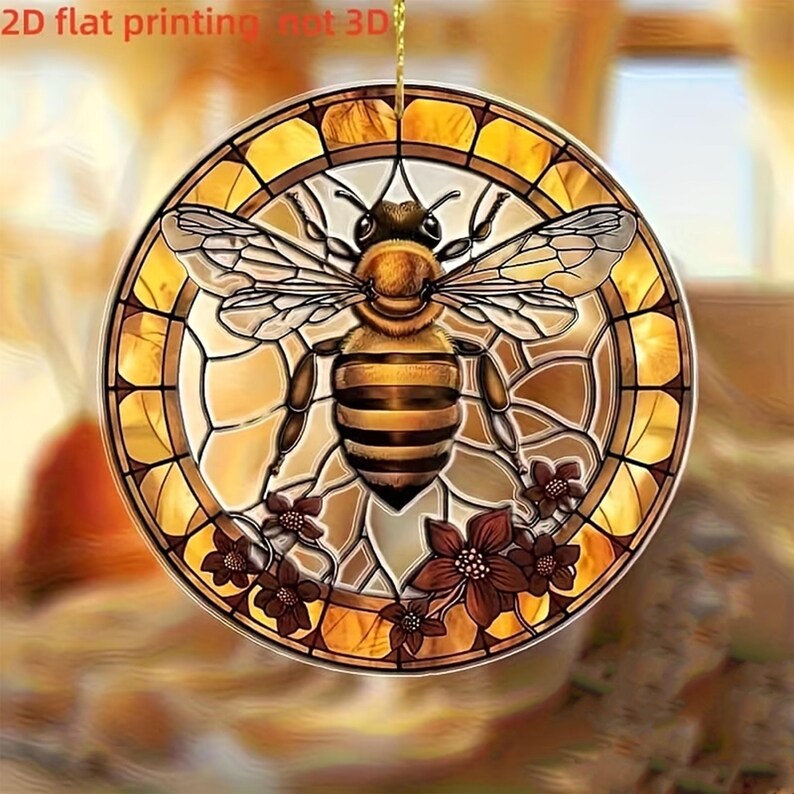 Stained Glass Bee Suncatcher, Floral Window Hanging Decor - Etsy