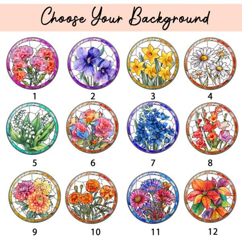 Customized Stained Glass Suncatcher With Birth Flower Design – Unique ...