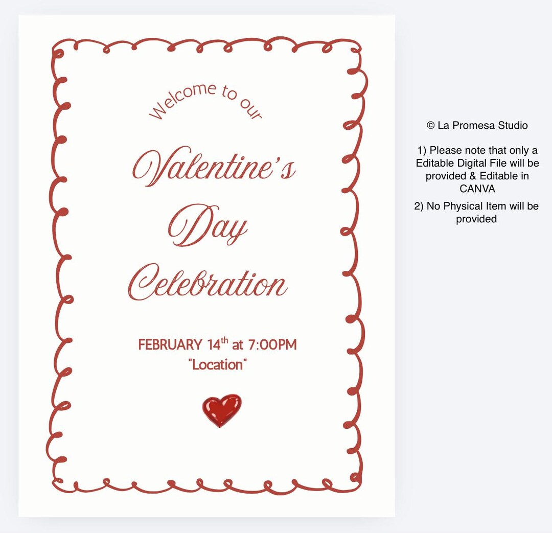 Valentine's Day Welcome Sign Template | Editable Canva Decor (digital ...