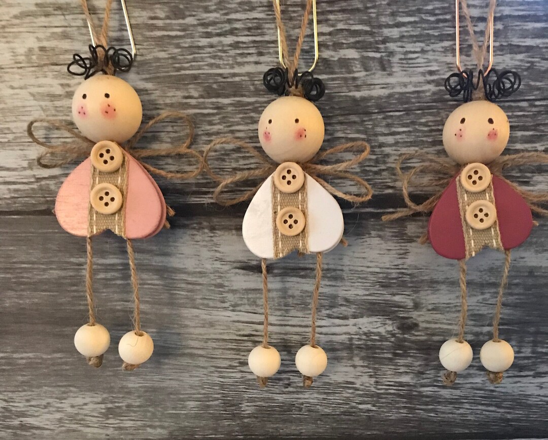 Wooden Heart Angel - Choose Color - Etsy