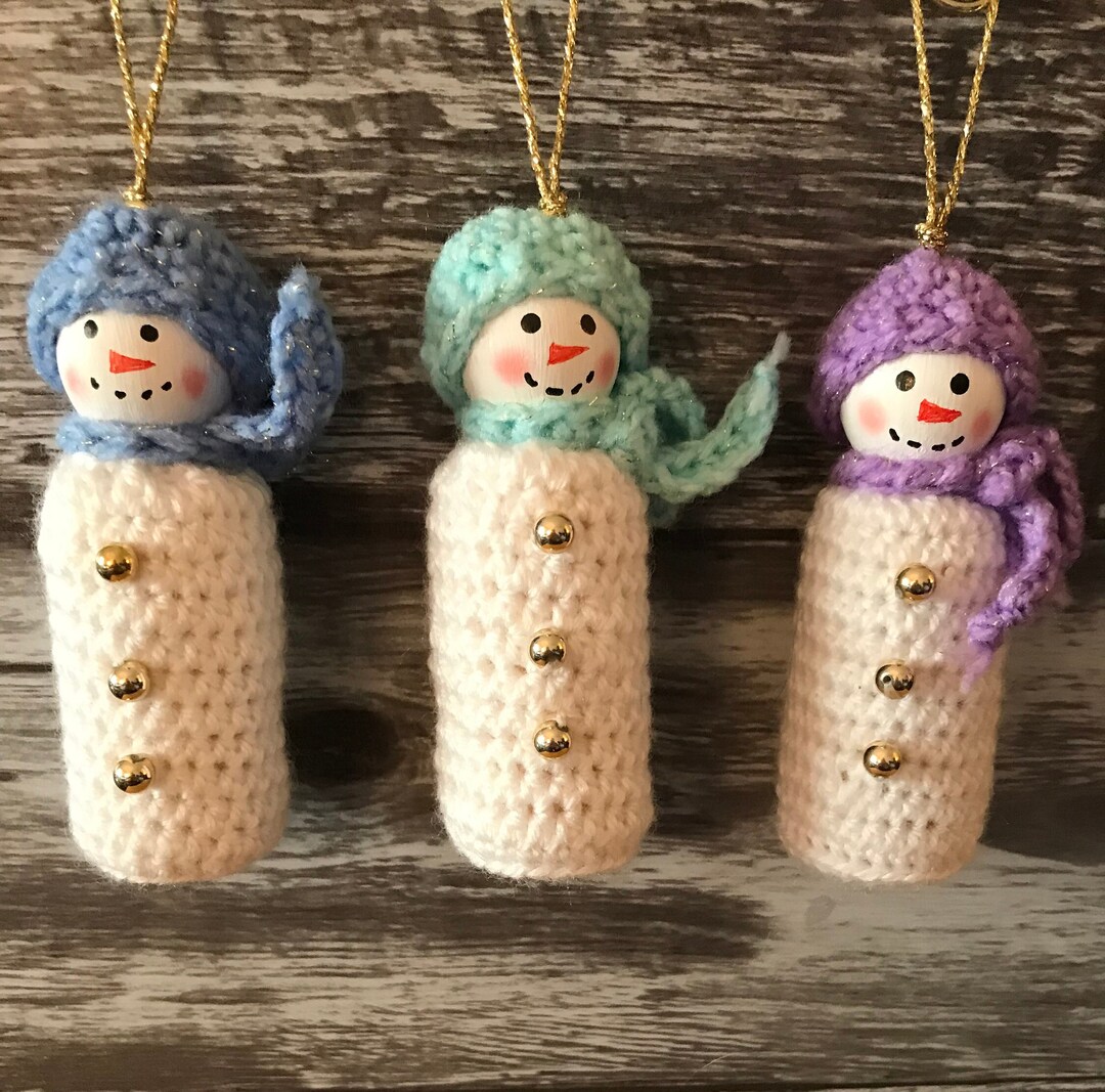 Peg Doll Snowman Ornament - Etsy