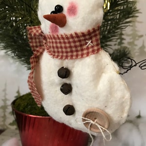 Snowman Ornament -rust and Cream Checked Scarf - Etsy