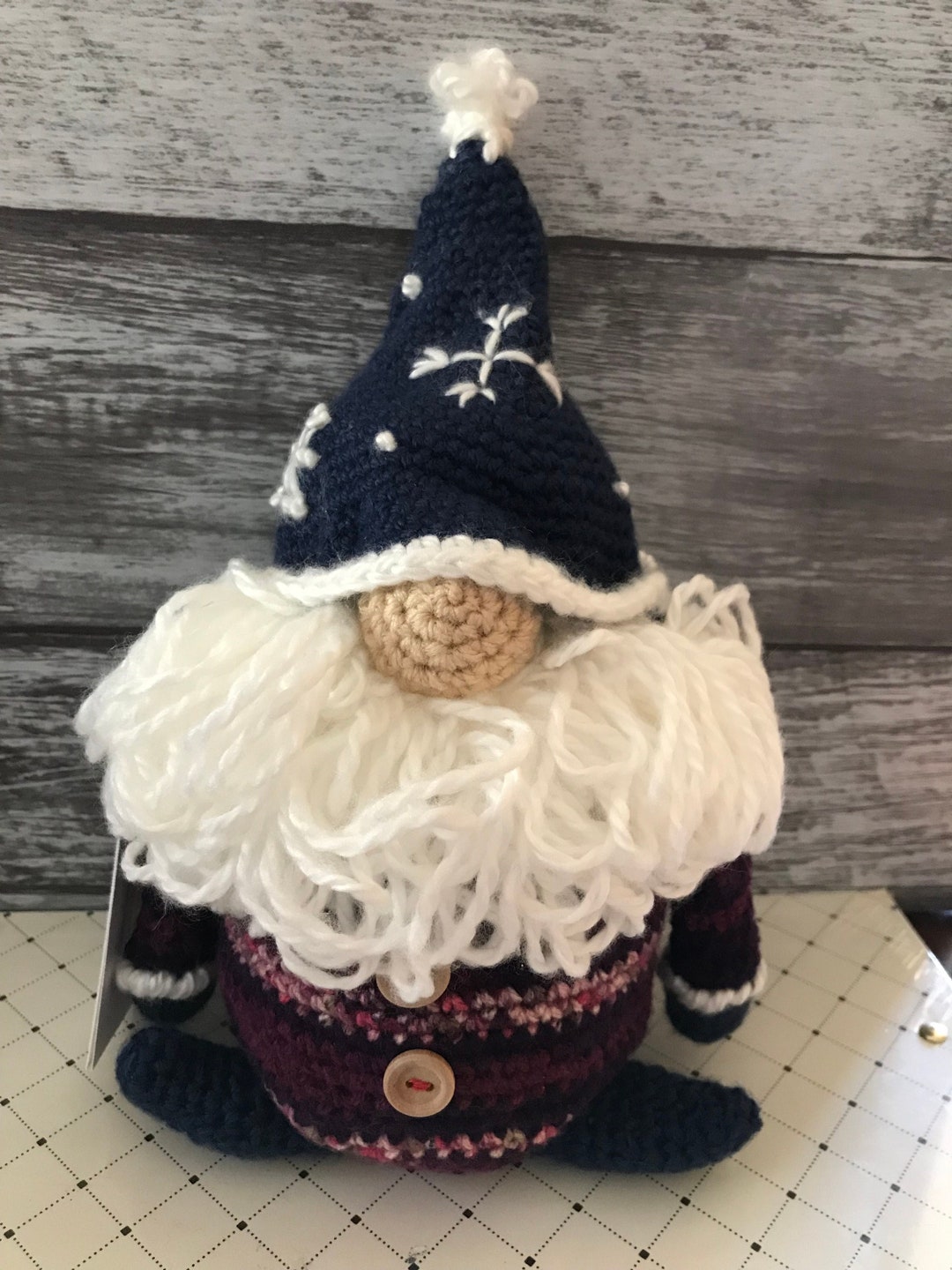 Crocheted Santa - Gnome/gonk - Shades of Burgundy and Navy - Etsy
