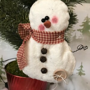 Snowman Ornament -rust and Cream Checked Scarf - Etsy