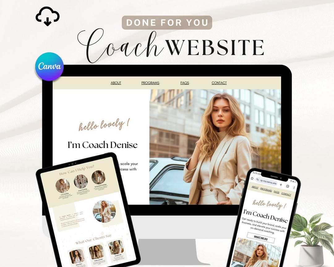 Coach Denise Website Template Canva | Editable Template for Coaches ...