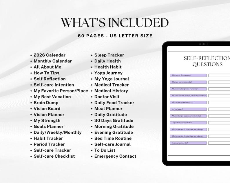 2026 Mental Health & Self-care Journal, Wellness Planner Canva Template ...