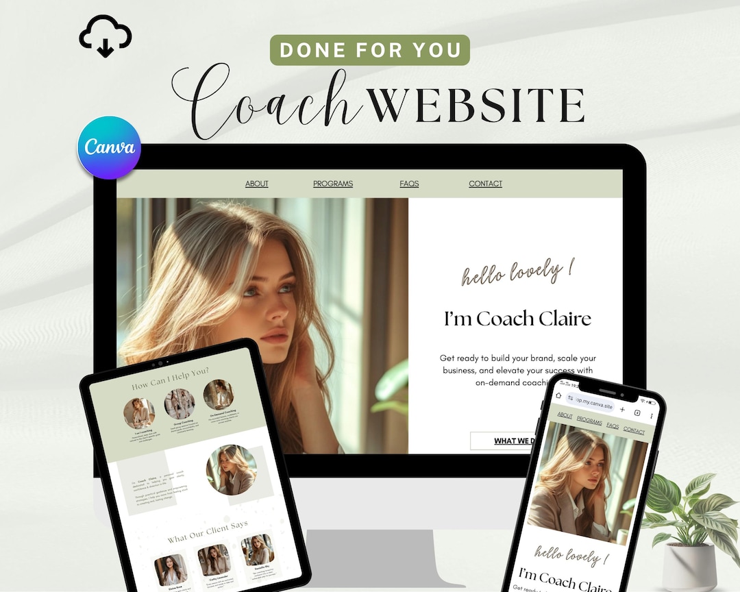 Coach Claire Website Template Canva | Editable Template for Coaches ...