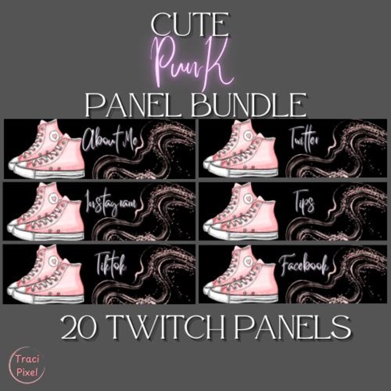 Girlie Cute Punk Twitch Panels Bundle – 20 Stream Panels Pack for ...